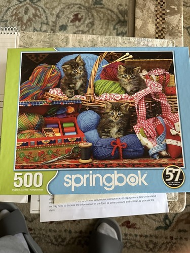 Springbok 500 PC Jigsaw Puzzle "Sew Cute" - Kittens, Yarn, Sewing ...