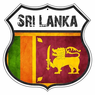 Sri Lanka Country Flag Novelty Highway Shield Man Cave Aluminum Metal ...