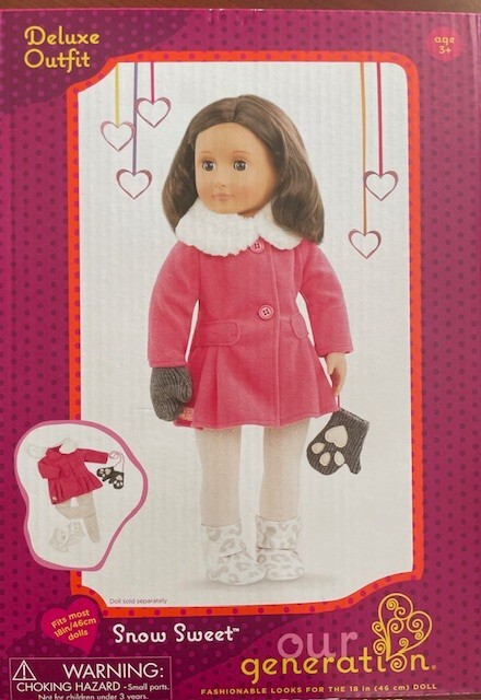 Our Generation 18” Doll Deluxe Snow Sweet Outfit Coat Mittens Tights ...