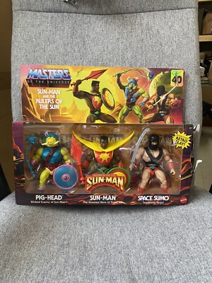 NEW/DMG BOX/ MOTU Sun-Man and the Rulers of the Sun Action Figure 3pk ...