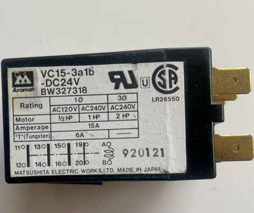 Aromat/Matsushita Relay VC15-3a1b-DC24V, 15 amp. NEW/Old Stock | eBay