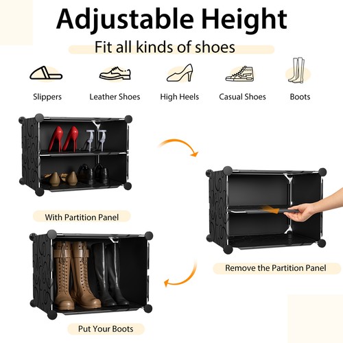 Portable Shoe Rack Organizer 12-Cube 48 Pair Shoe Shelf Storage Cabinet ...