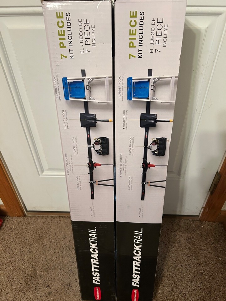 2 Brand New in Box Rubbermaid Fasttrack 7-Piece, Rail Track System Kit ...