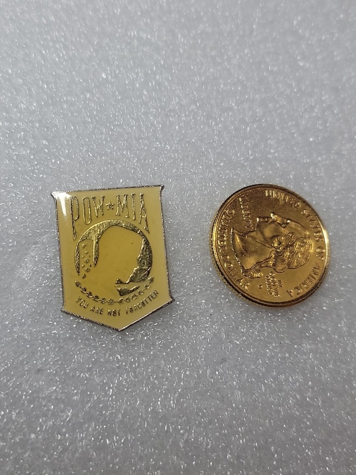 US Military POW MIA PIN YOU ARE NOT FORGOTTEN VINTAGE ENAMEL SHIELD ...