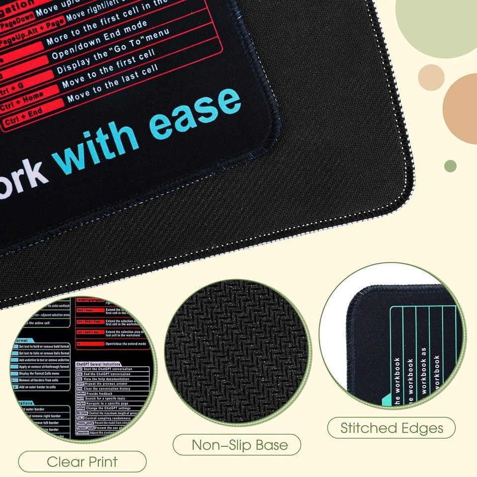 Excel Cheat Sheet Desk Pad Mat (11.8X31.5In) - XL Excel Formulas ...
