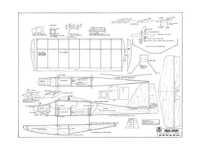 Aqua Sport Floatplane 49" Wingspan RC Model Airplane Printed Plans ...
