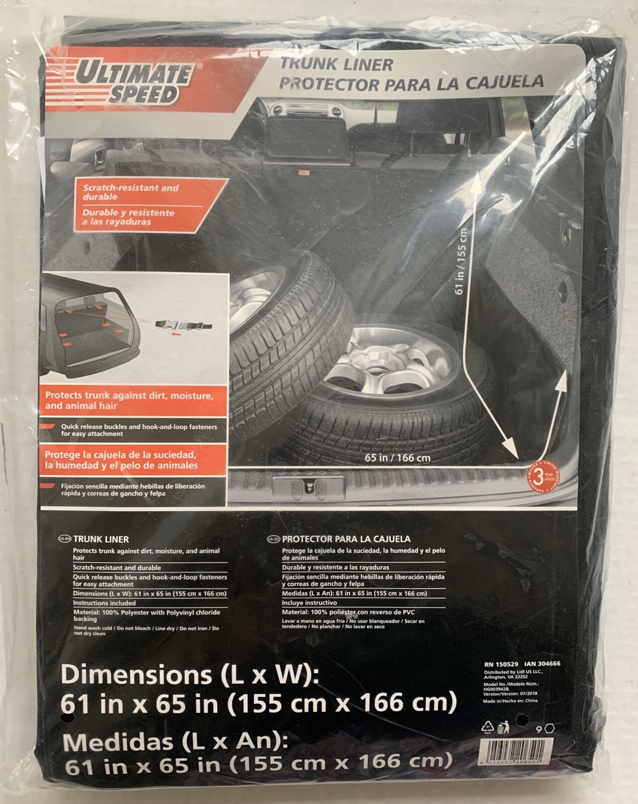 ULTIMATE SPEED AUTOMOBILE BLACK TRUNK LINER 61x65, RN 150529, MODEL ...