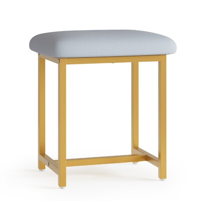 Mondeer Grey Blue Dressing Table Stool with Metal Legs Velvet Vanity ...