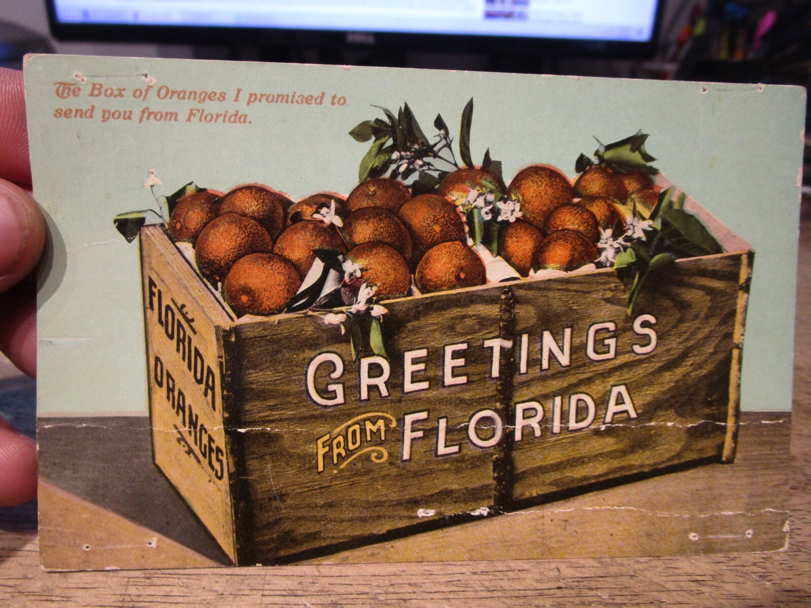 B2 Vintage Old FLORIDA Postcard Lakeland Wooden Crate box Fresh Oranges ...