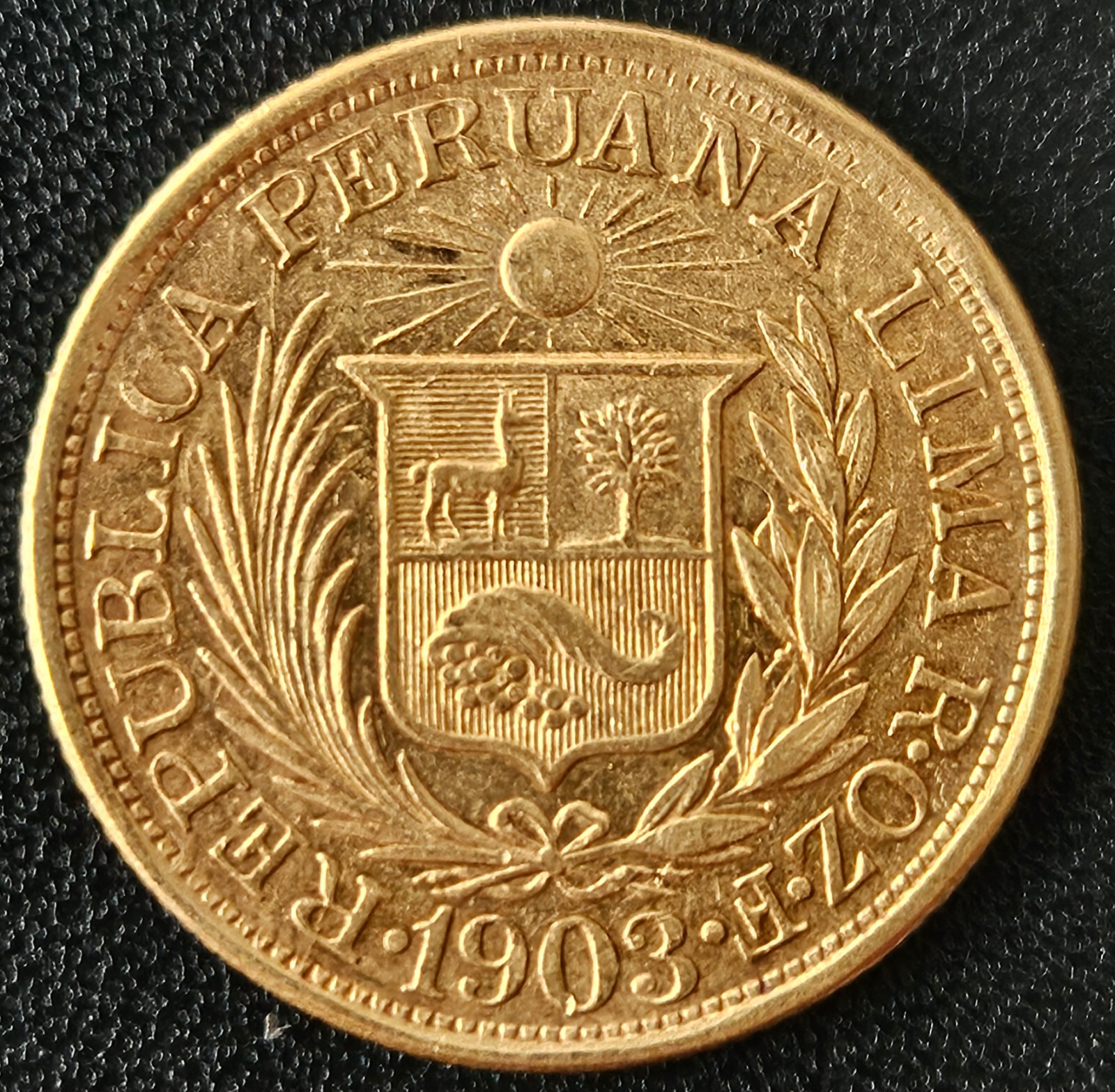 1 Libra Peru 1903 Perou Una Libra Pesos Reales Gold Or Oro Goud | eBay