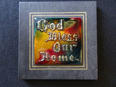 VTG ISRAEL HADAR AVIV ENAMEL ON WOOD WALL PLAQUE Jewish GOD BLESS OUR ...