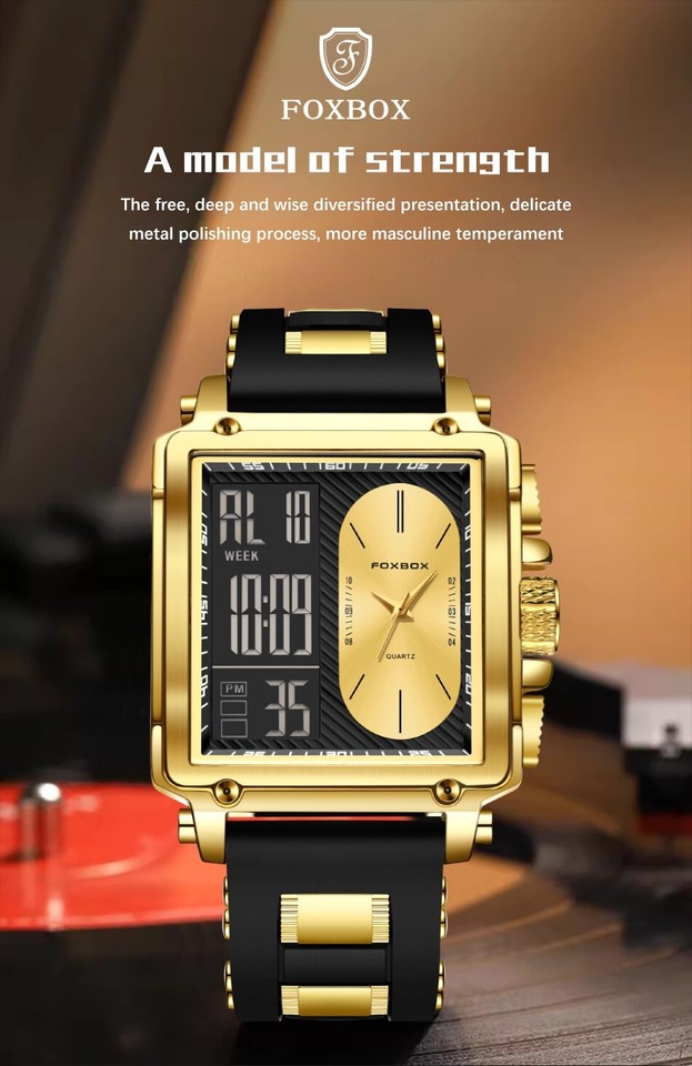 Top Men's Watches LCD Digital Display Quartz Watch Silicone Strap ...