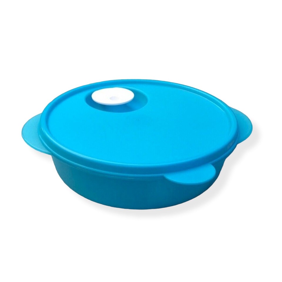 Tupperware Crystalwave Microwave Divided Dish w Cold Cup Blue w White ...