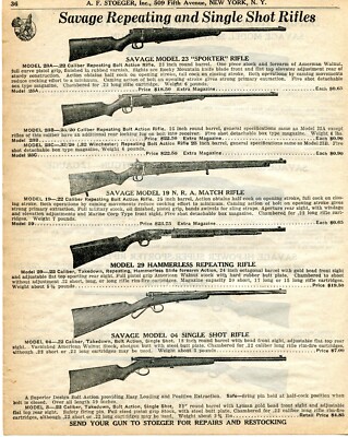 1931 Print Ad of Savage Model 23 Sporter, 23B, 19 NRA Match, 29, 04 & 3 ...