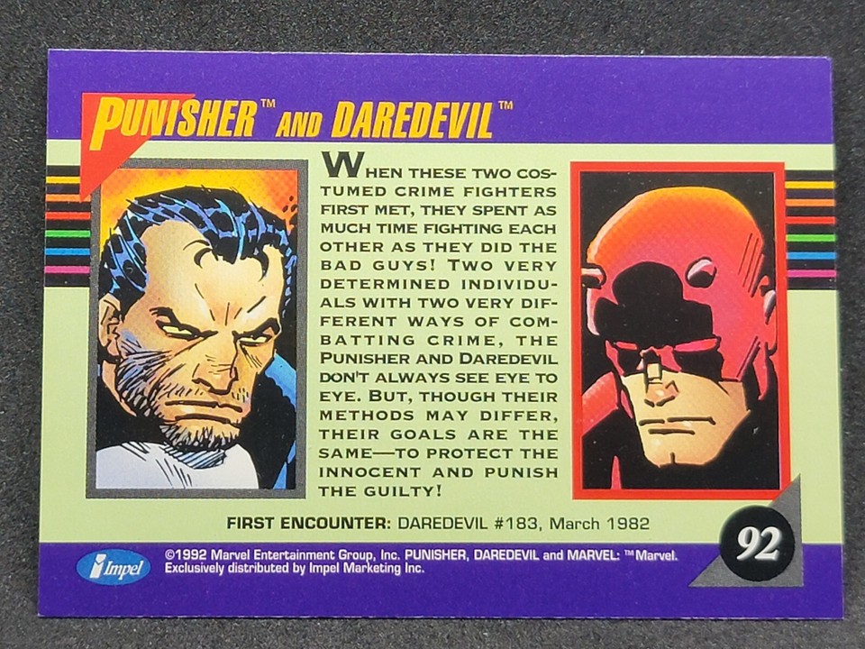 Marvel Impel 1992 Punisher and Daredevil Team-Ups #92 Series 3 MCU 0[t ...