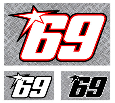 NUMERO 69 COURSE RACING NUMBER MOTO GP HAYDEN AUTOCOLLANT STICKER ...