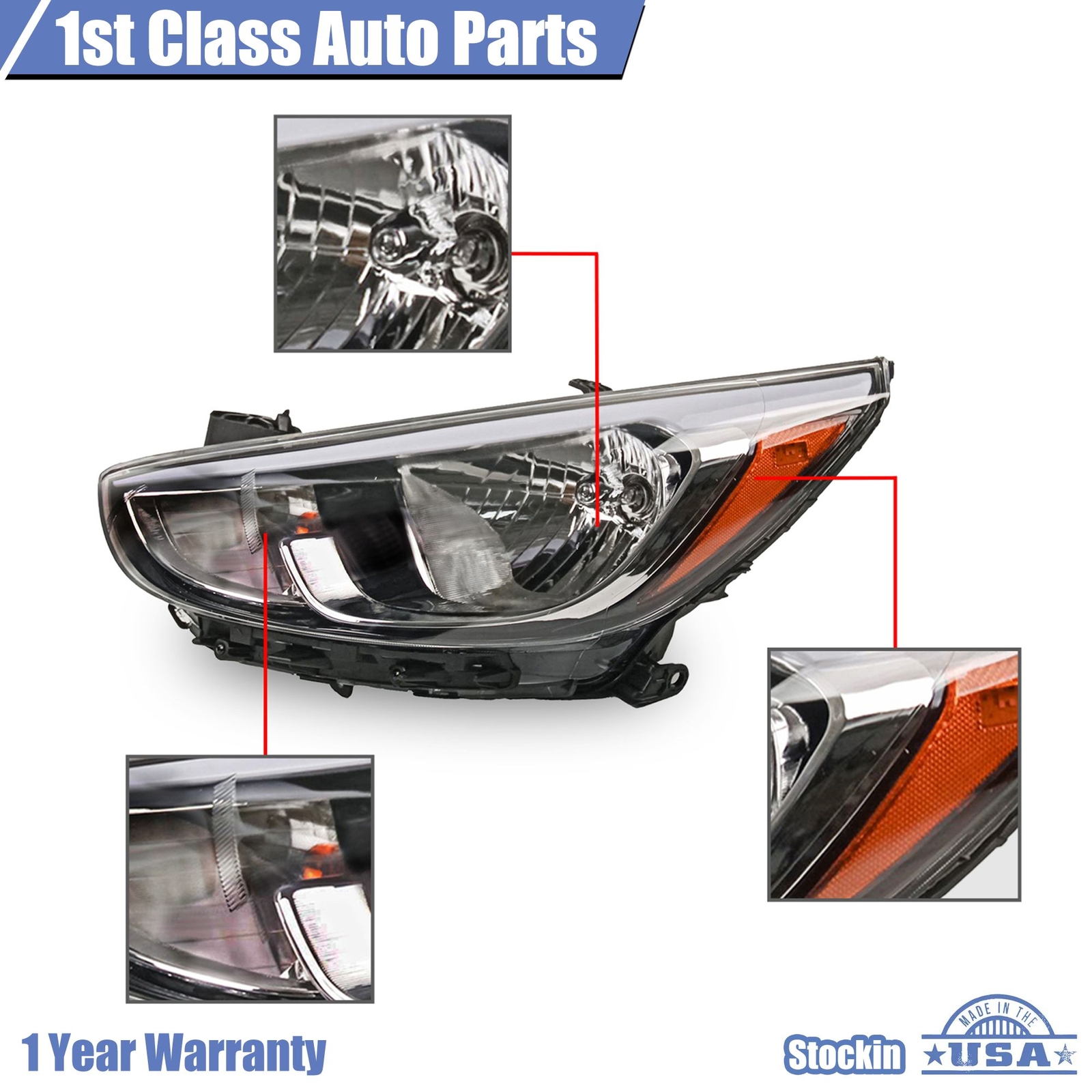 Headlight Assembly Driver Left For 2015-17 Hyundai Accent W/O Bulb ...