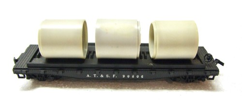 HO Scale Mantua A. T. & S. F. Flat Car 90806 w/3 Culvert Pipe Load | eBay