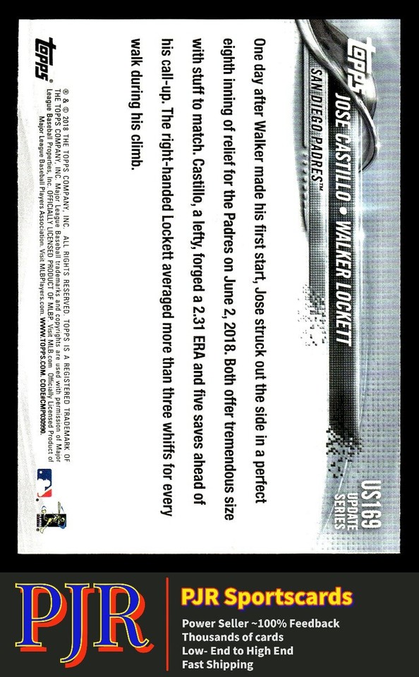 2018 Topps Update #US169 Jose Castillo / Walker Lockett Rookie Padres ...