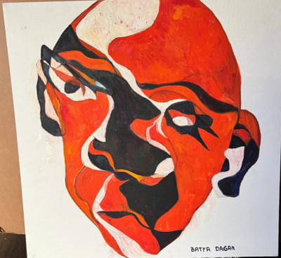 Red Psychedelic Face Art Portrait Absurdist ORIGINAL OIL CANVAS ...