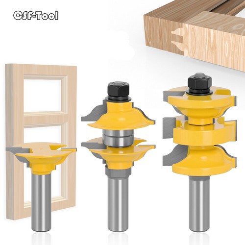 3PCS 1/2" Shank Entry Interior Tenon Door Router Bit Set Woodworking ...