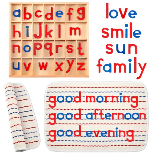 Montessori Letters Movable Wood Alphabet with Box and Large Mat Small ...