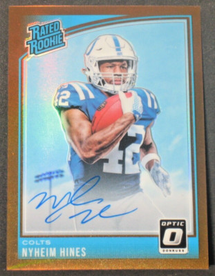 Nyheim Hines 2018 Panini Donruss Optic Bronze Autograph Rookie #177 ...