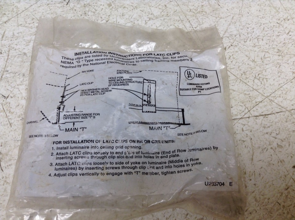 Lithonia Lighting U263704 E Latc Clips Latch U263704E New | eBay