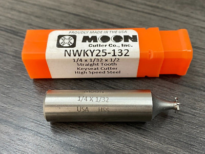 1/4" Diameter, 1/32" Wide HSS KeySeat Cutter Moon Cutter #NWKY25-132 ...