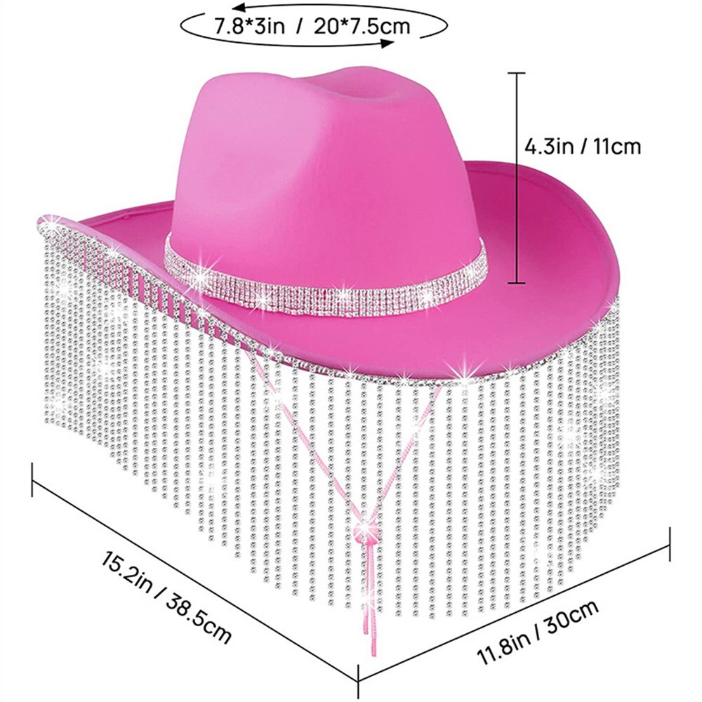 Diamond 12cm Fringe West Cowgirl Hats Tassel Rock Girl Carnival Cap Men ...