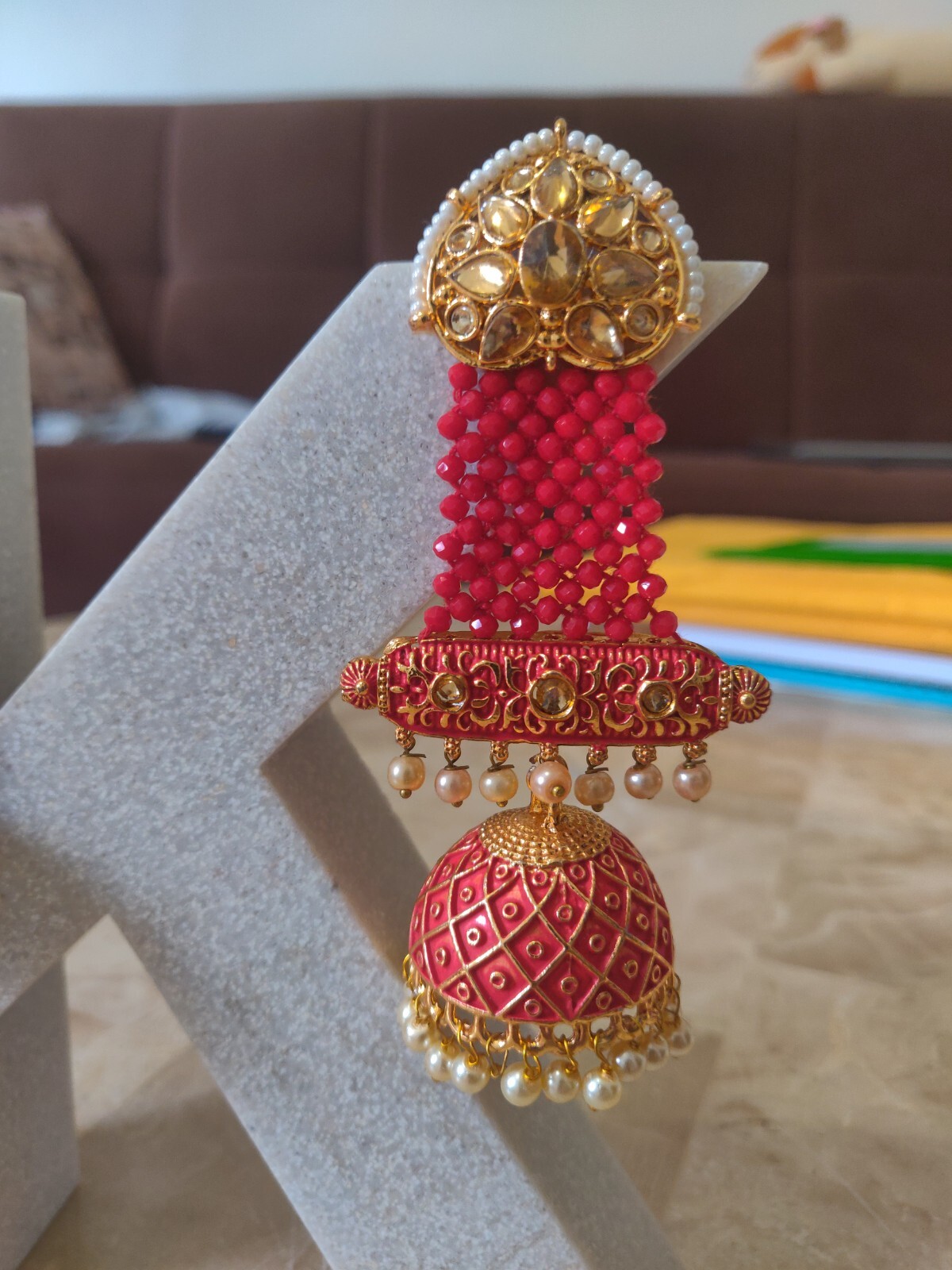 Ethnic Heavy Jhumka/Wedding Jhumka/Red Jhumka/Indian Pakistani Jhumka ...