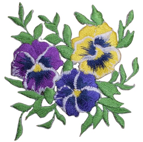 Pansy Flowers Applique Patch - Embroidered Gardening Badge 2.5" (Iron ...