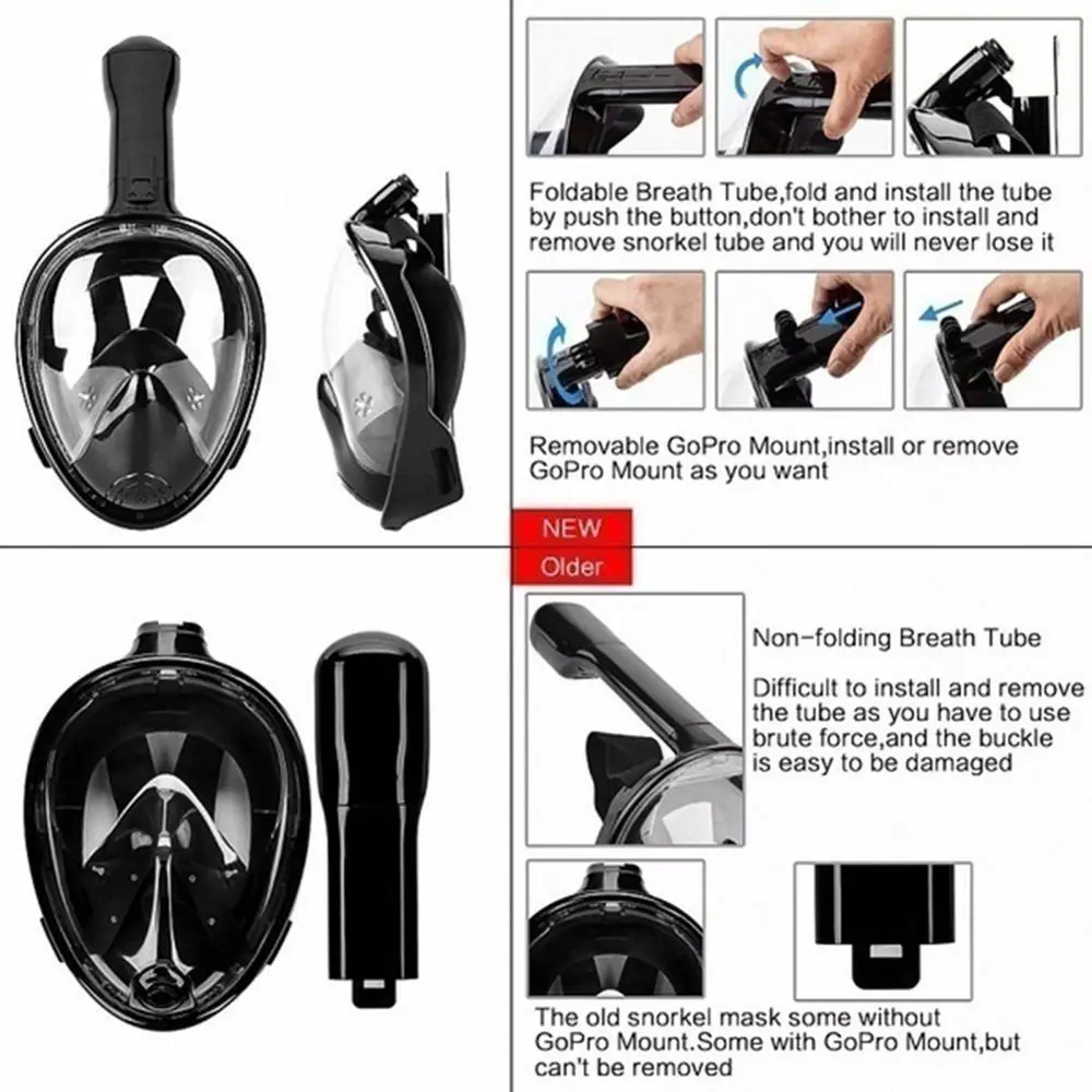 US Snorkel Scuba Full Face Mask Swimming Underwater Diving Masks For ...