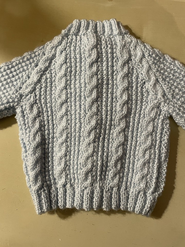 Hand Knitted Pale Blue Cardigan 0-6 Months (Brand New!) | eBay UK