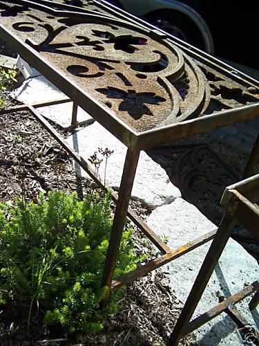 CUSTOM made iron patio table 1878 GOTHIC roof cresting | eBay