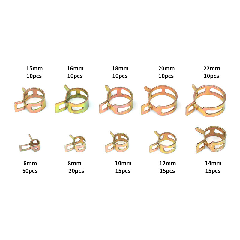 50X Assorted Spring Hose Clip Fastener Set Fuel Water Line Pipe Air ...