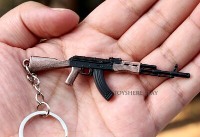 1/12 mini gun AK47 Assault Rifle full metal keychain toy gift 9cm ...