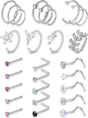 20G Nose Rings Hoops Nose Rings Studs for Nose Piercings Surgical Steel ...