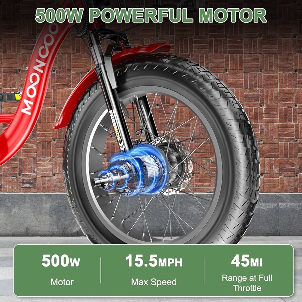 MOONCOOL Electric Trike Adults 3 Wheels Electric Bicycle 20" Fat Tire ...