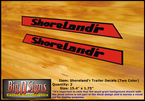 Shoreland'r Trailer Decals Set (Qty 2) 15.4" x 1.75" Each Boats Car ...