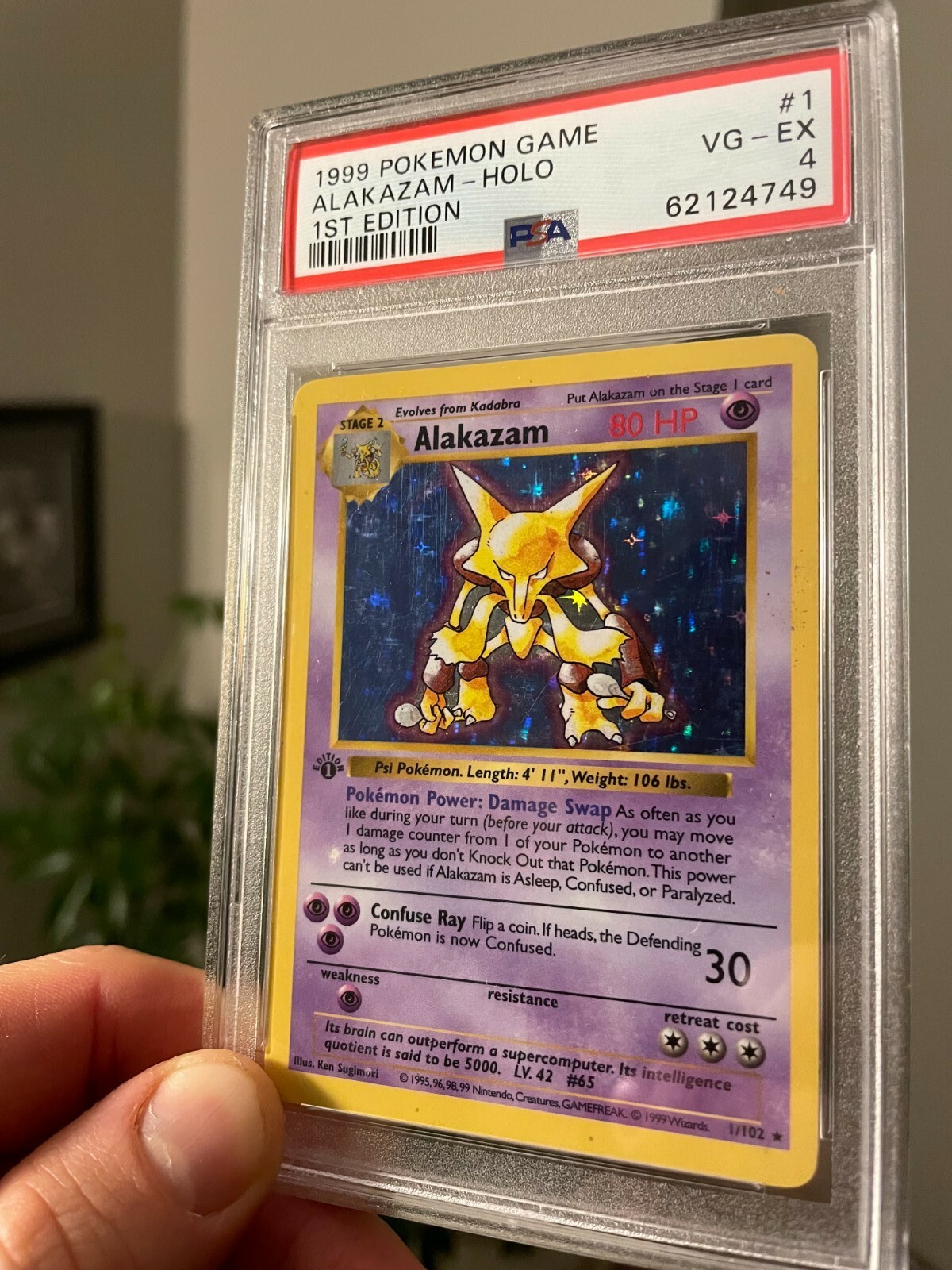1999 Pokemon Base Set 1st Edition Shadowless Holo Alakazam #1 PSA 4 VG ...