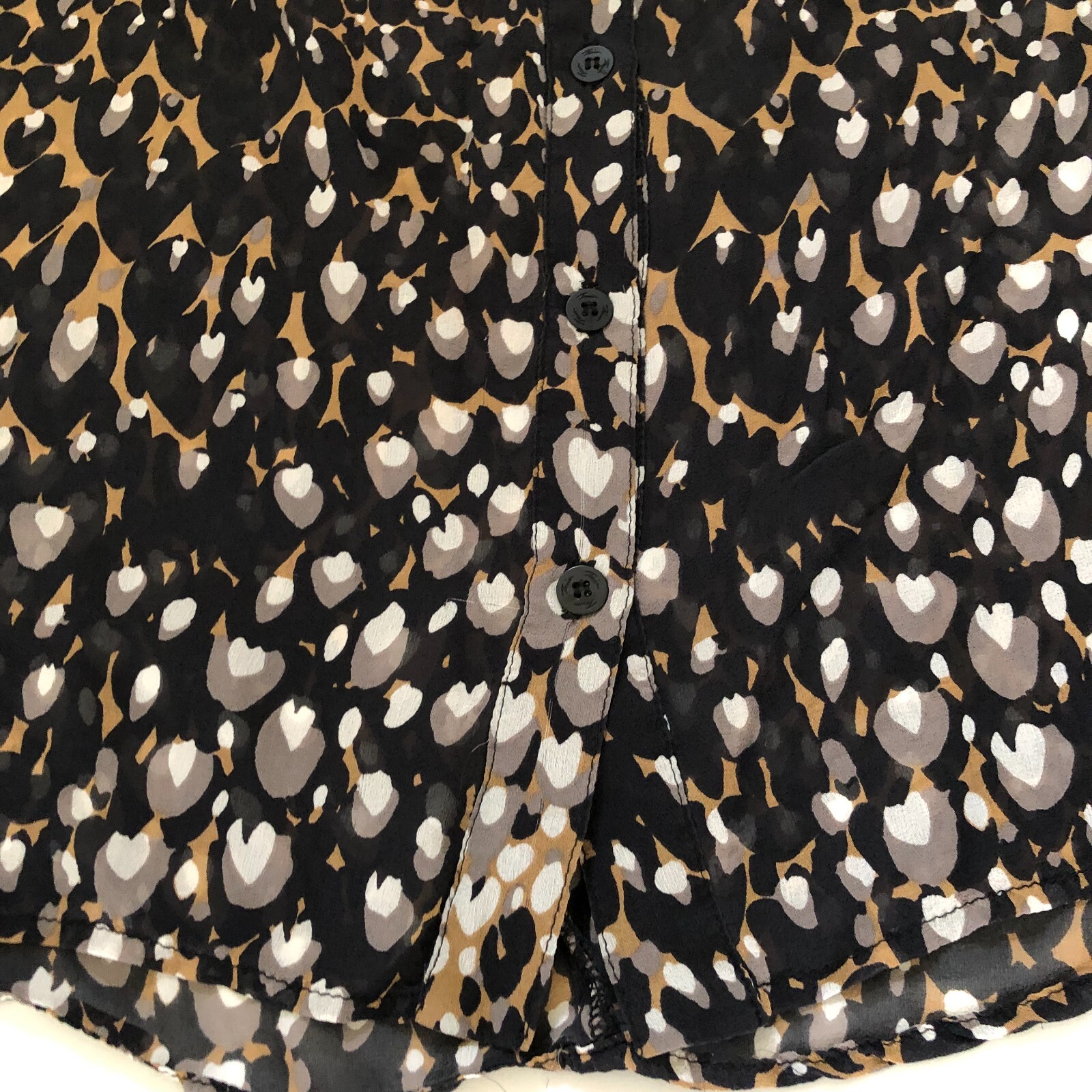 Trina Turk Women Animal Print Leopard Silk Top S Button Down Sheer ...