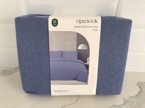 Openook Jersey Quilt Cover Set Pillowcase Denim Double Size Bed Bedding ...