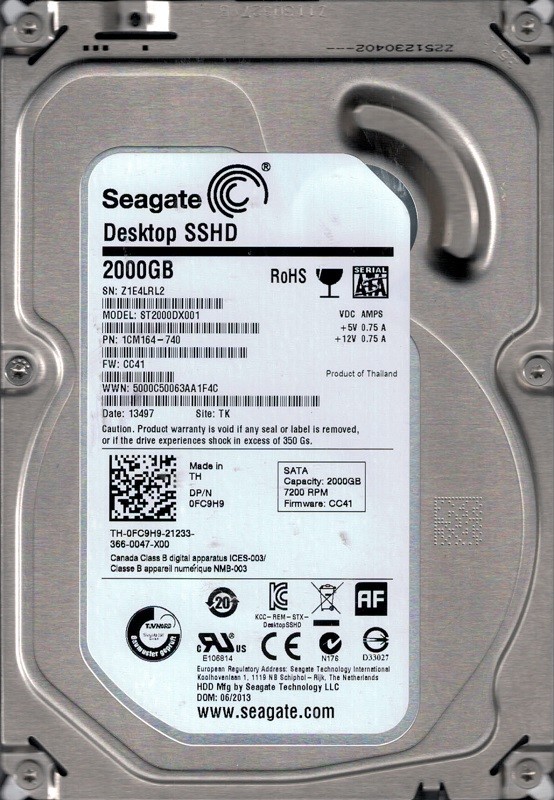 ST2000DX001 P/N: 1CM164-740 F/W: CC41 TK Z1E Seagate 2TB | eBay