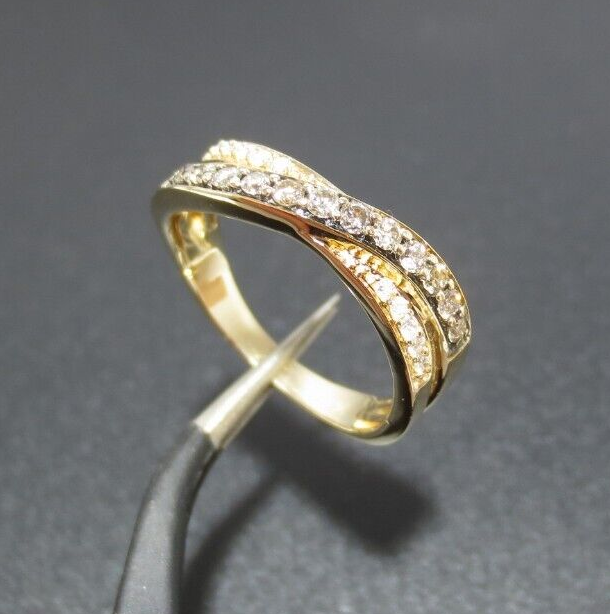 STUNNING 14K YG LADIES DIAMOND SWIRL BAND RING .25 tcw SZ 5.5 2.84 gr ...