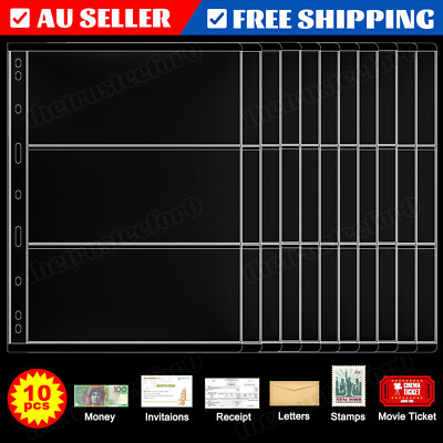 10PCS Paper Money Banknote Folders 3 Pockets Pages Album Sleeves ...