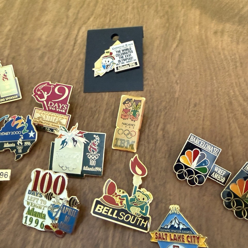 64+ Olympic Pins Lot Atlanta Sydney Nagano Toronto Barcelona Coca-Cola ...