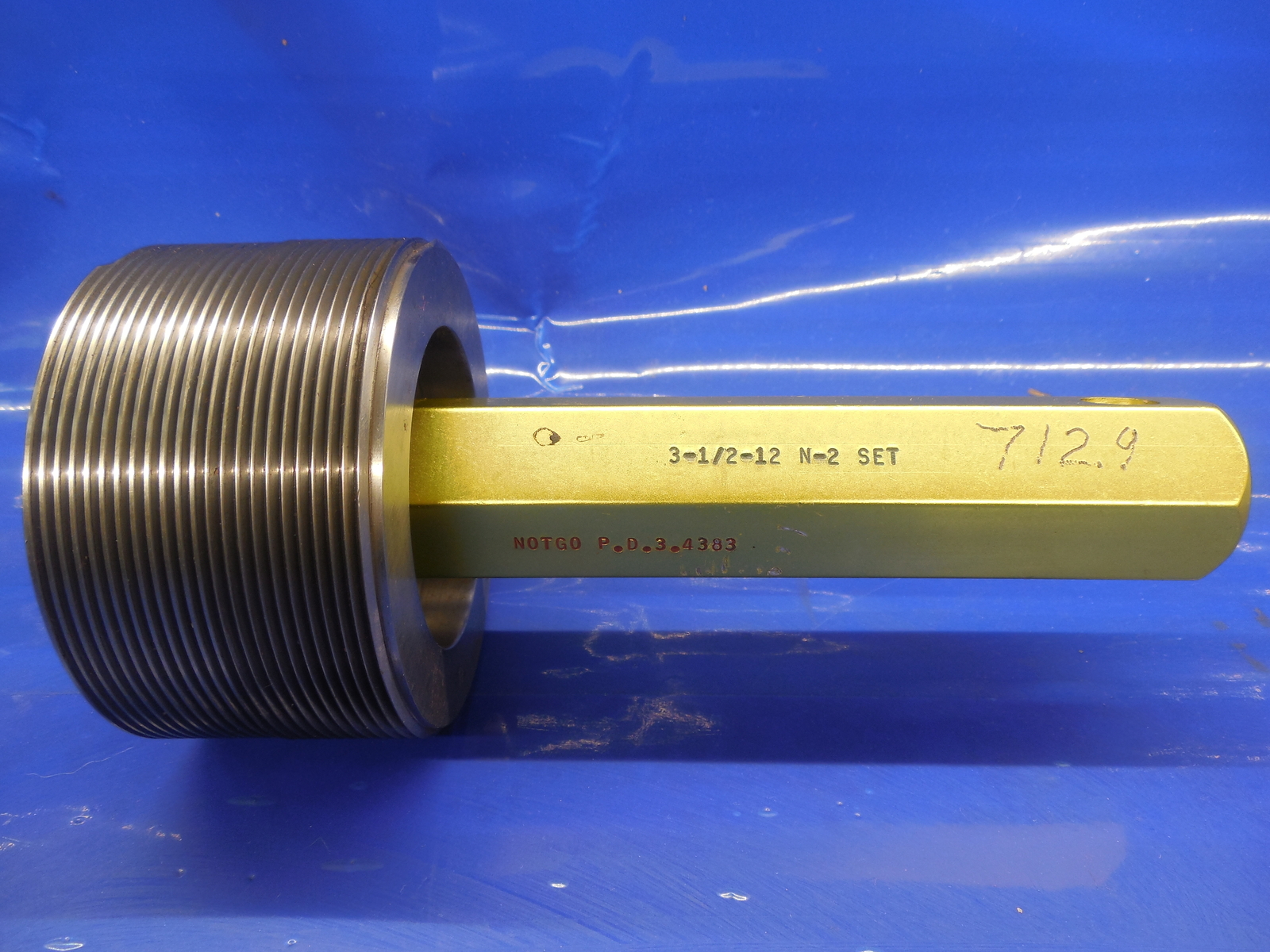 3 1/2 12 N 2 SET THREAD PLUG GAGE 3.5 NO GO ONLY P.D. = 3.4383 ...