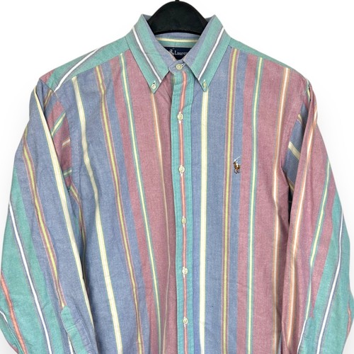 Vintage 90s Polo Ralph Lauren Mens 16 33 (Large) Pastel Blue Pink ...