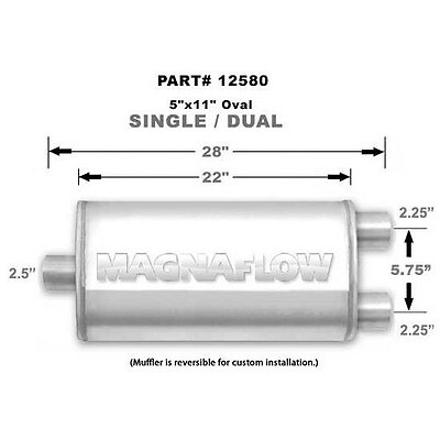 MagnaFlow Exhaust Systems Muffler Performance Ss 22X5X11 2.5/2.25 C/D ...